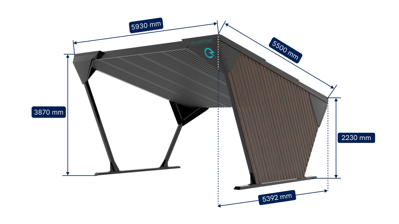 Carport med solceller. För företag och bostäder | Tak. Design. Energi.
